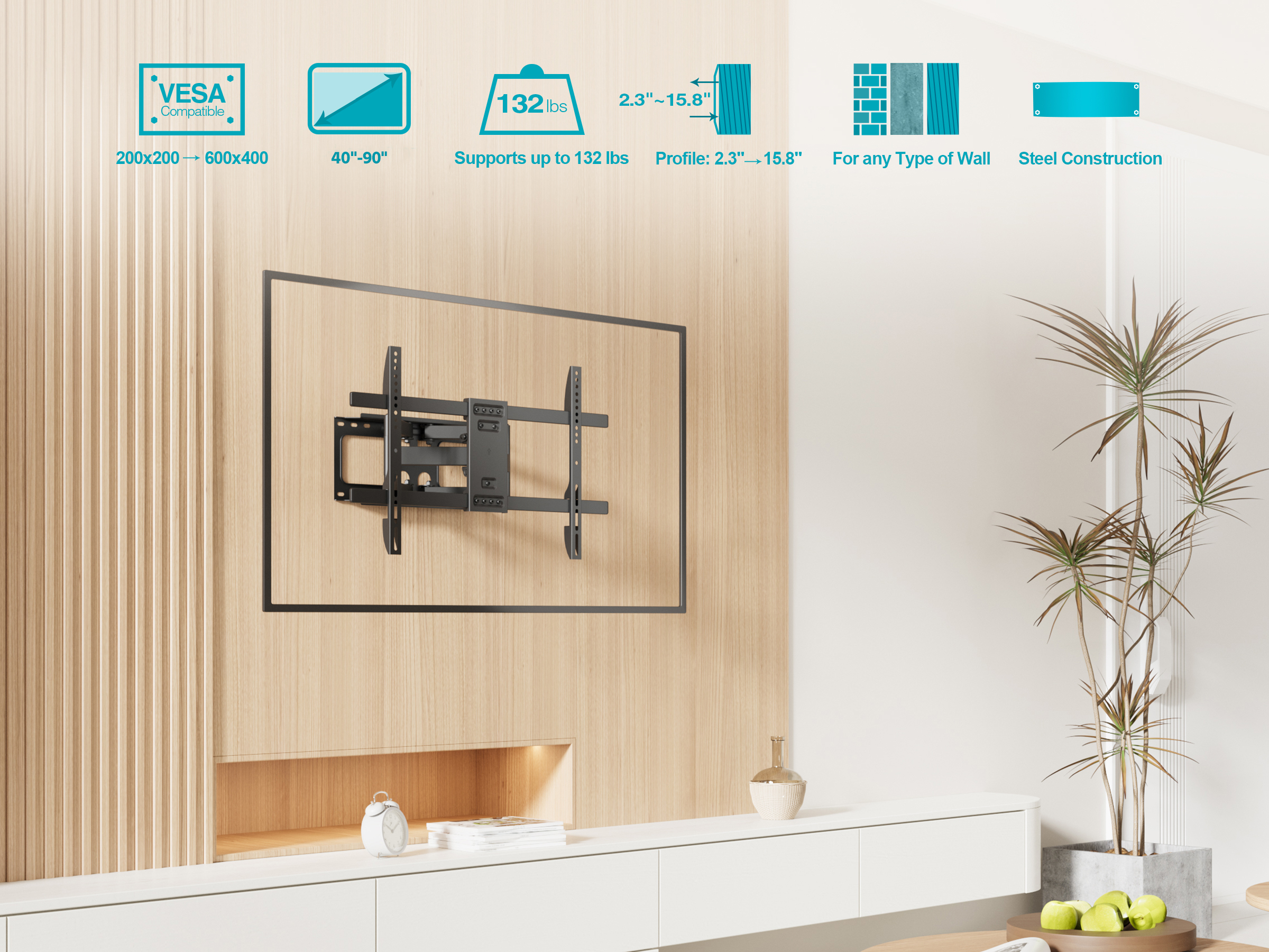 90 Degree Wall Mount Tv Full Motion TV Wall Mount Tilt Bracket Swivel